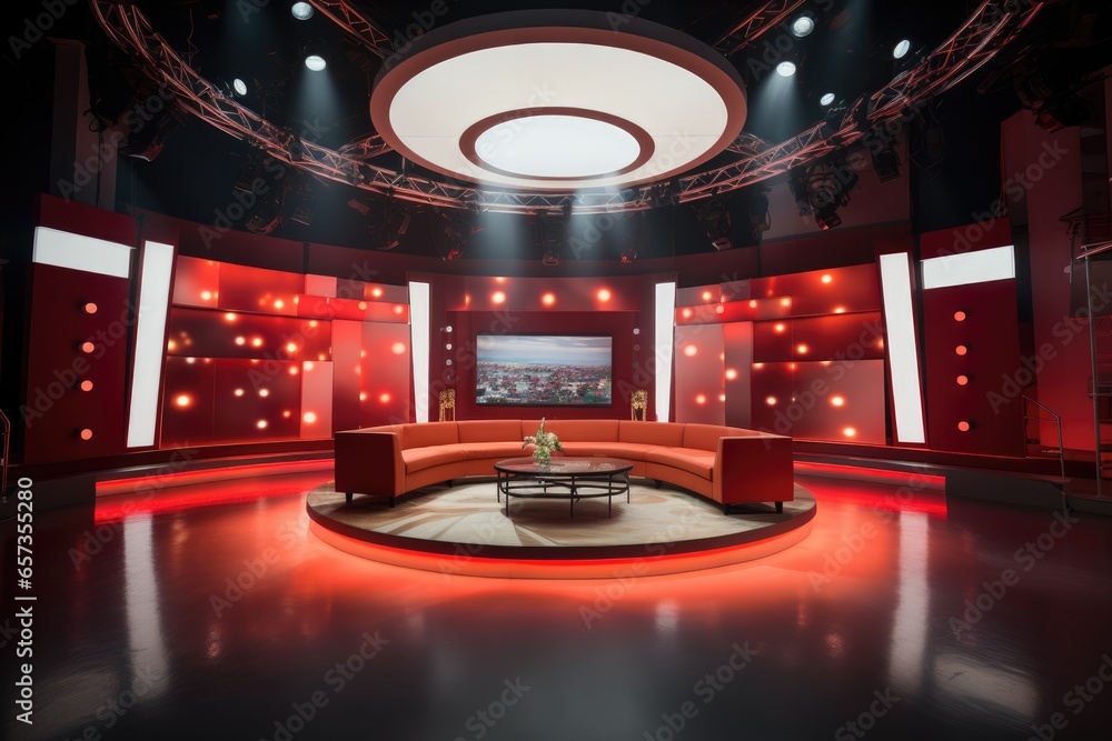 Studio interior for news broadcasting, vector empty placement with ...