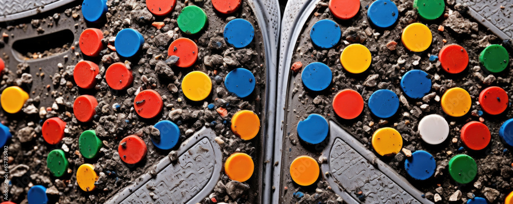 Texture of a speckled rubber shoe sole, with tiny dots of different ...