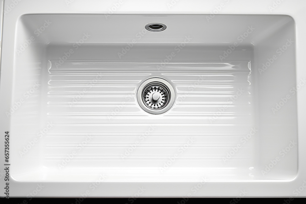 Texture of a vitreous china sink with a raised ribbed design and a ...