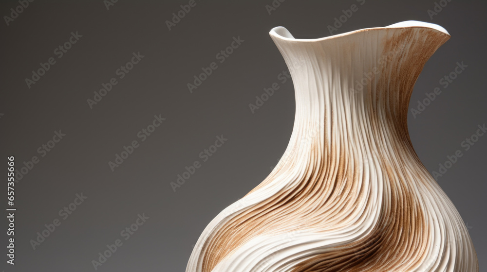 Texture of a studio pottery vase with a smooth, wavy surface. The ...