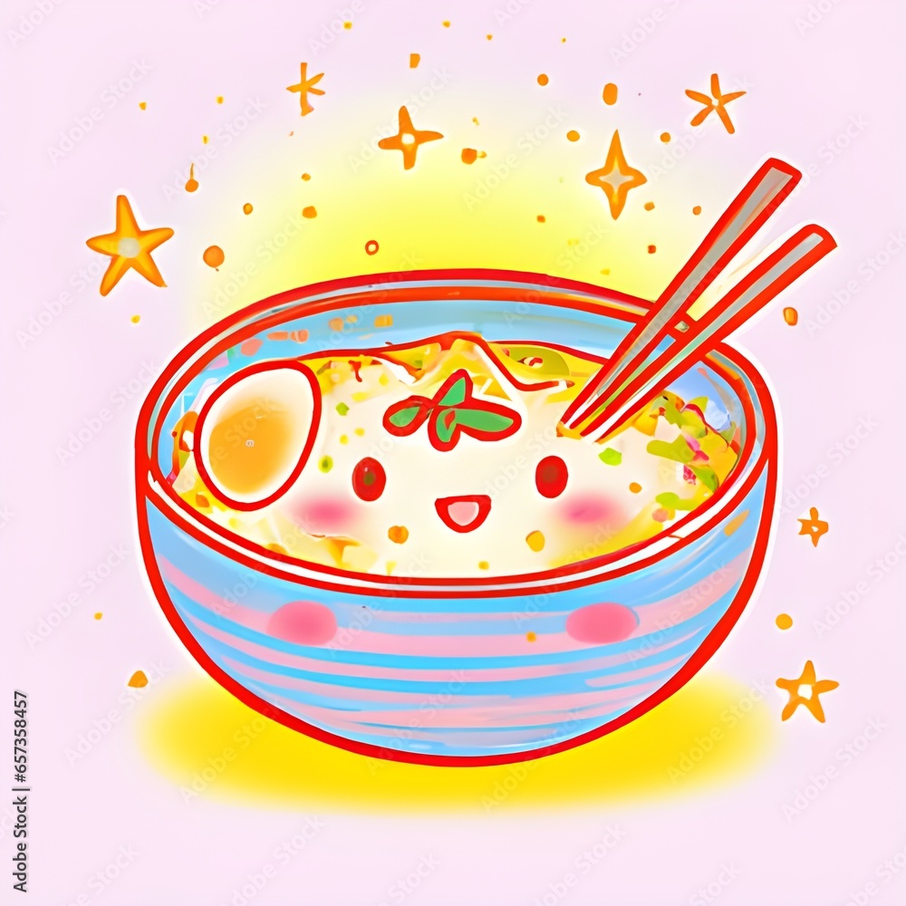 Ilustração do Stock: cute kawaii ramen illustration, ramen bowl art ...