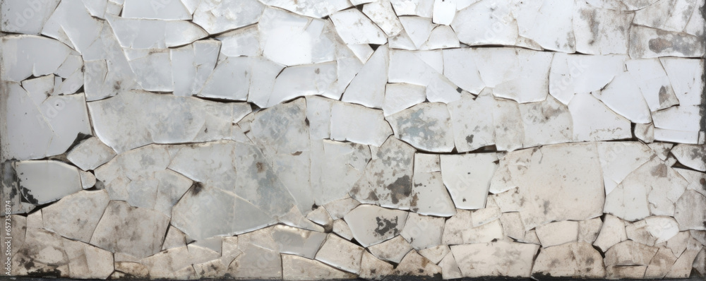 Texture of a cracked antique mirror, with a weathered silver backing ...