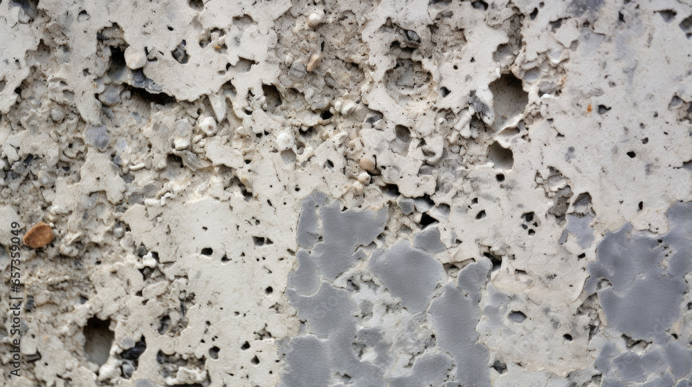 Closeup of a rough pitted concrete pillar, with a multitude of small ...