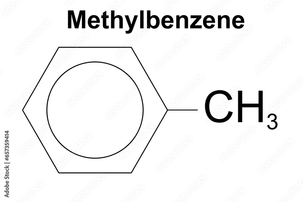 Chemical structure of methylbenzene (hydrocarbon) Stock Illustration ...