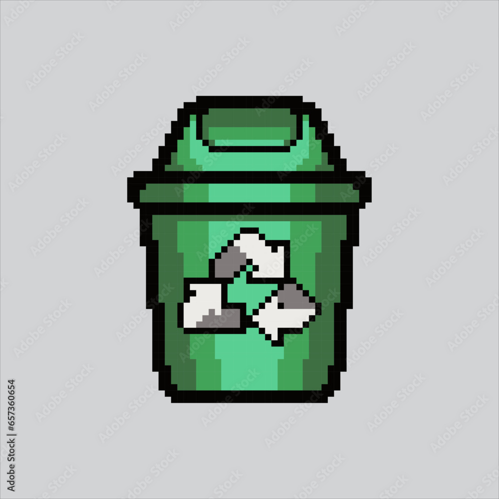 Pixel art illustration Trash can. Pixelated Trash can. Trash can icon ...
