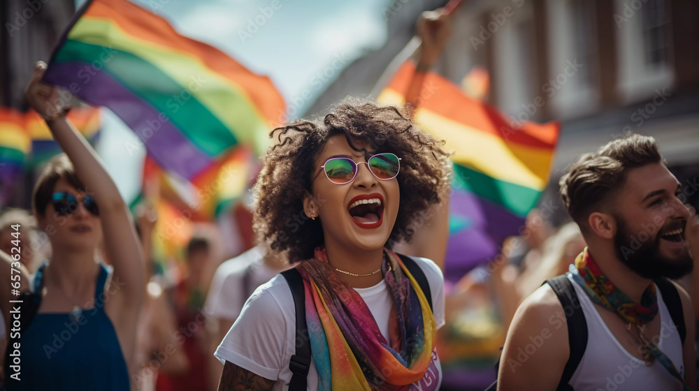 Marching for LGBTQ Rights. Show people marching in support of LGBTQ ...