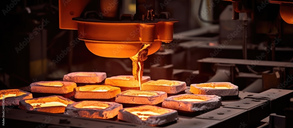 Observation of copper casting in smelting at an industrial plant with ...