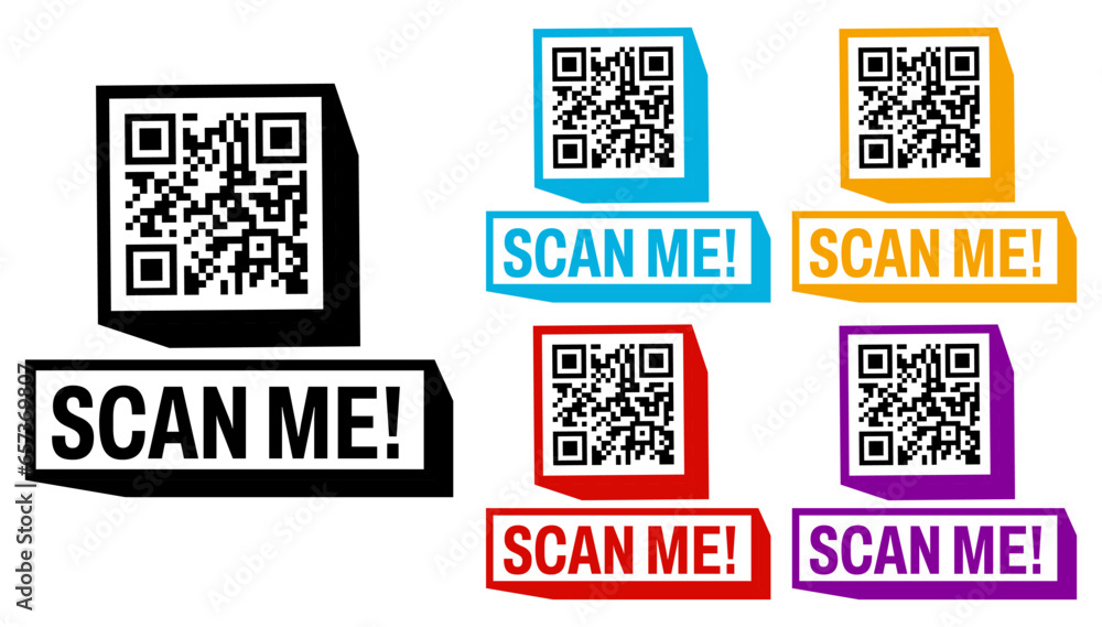 Set Scan me QR code trendy icon. Barcode label design Vector ...