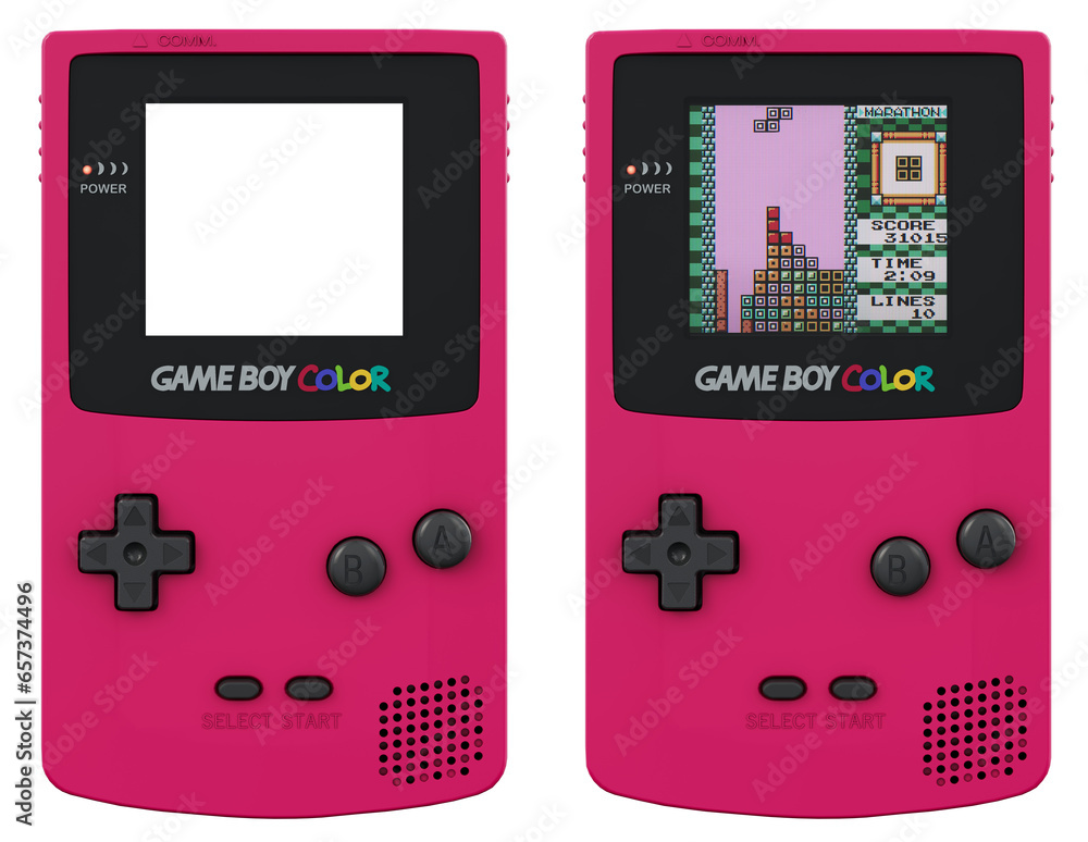 Pink Game Boy Color with Tetris Gameplay - isolated transparent png ...