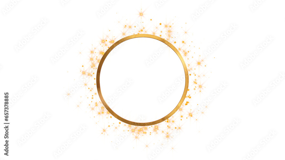 png 3d golden circle frame glowing and shiny stars and particles, new ...