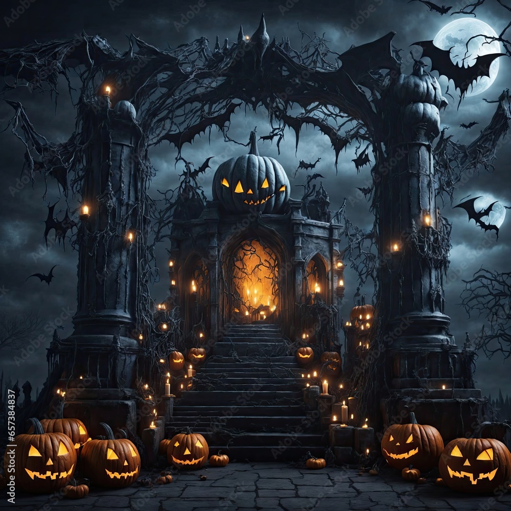 Halloween Gothic House Backdrop party decor kids toddler child ...