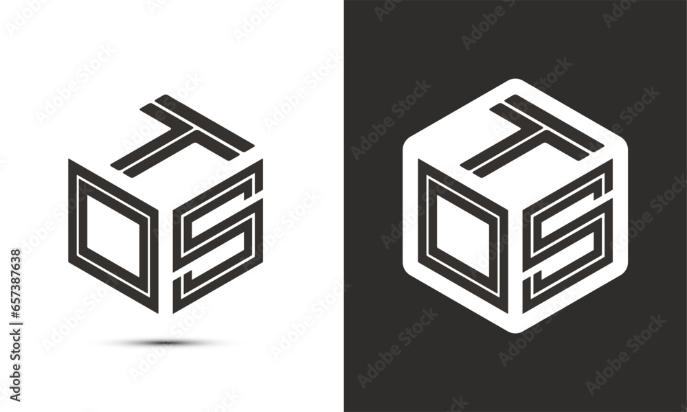 TOS letter logo design with illustrator cube logo, vector logo modern ...