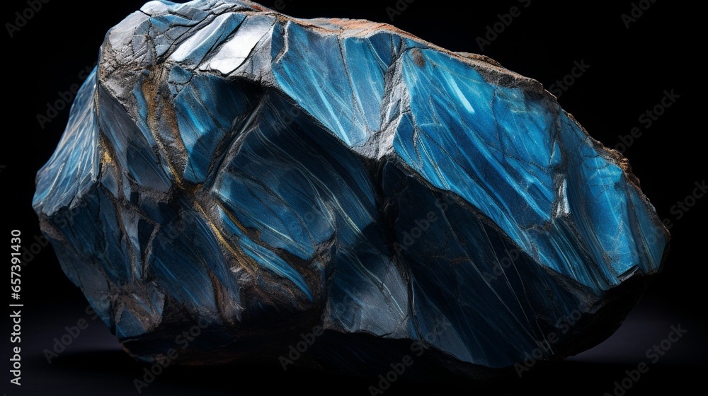 Generative AI : richly detailed rock with blue variants. stone full of ...