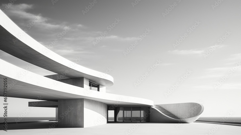 Generative AI : Modern architecture minimal building abstract concrete ...