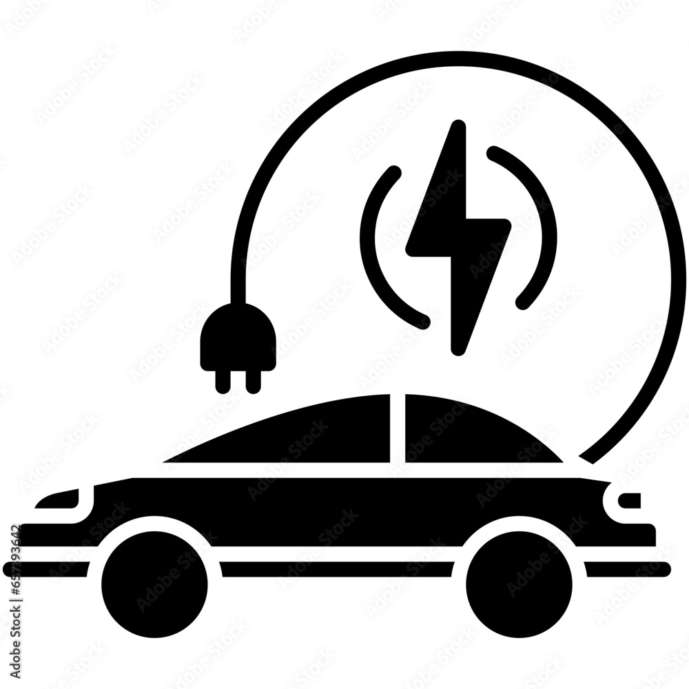 EV Car Icon. Electric Car Transport Symbol Stock Illustration. Vector ...