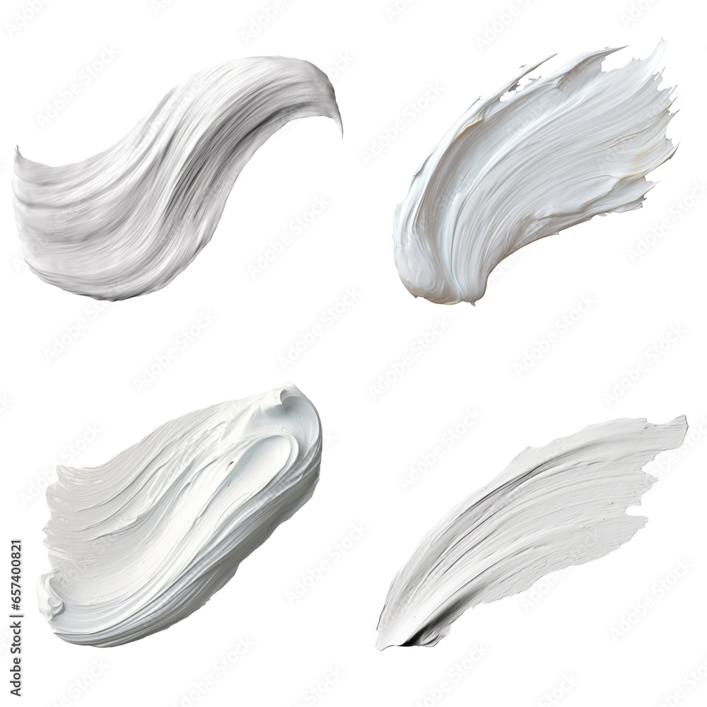 Isolated White Acrylic Paint Brush Stroke Design Element on transparent ...