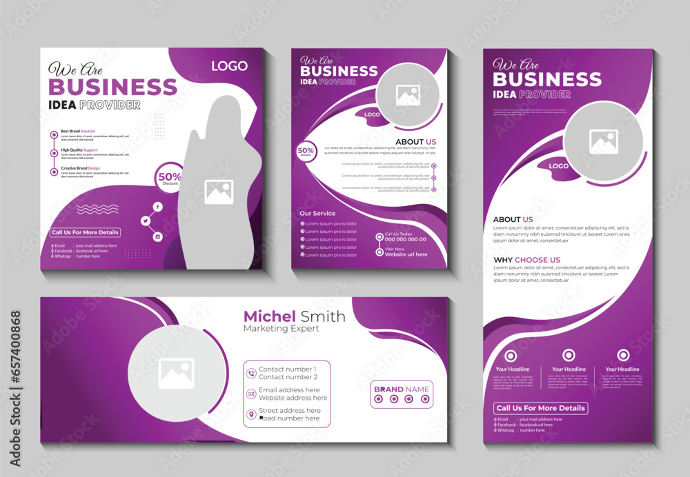 Set of modern abstract business material email signature, roll up ...