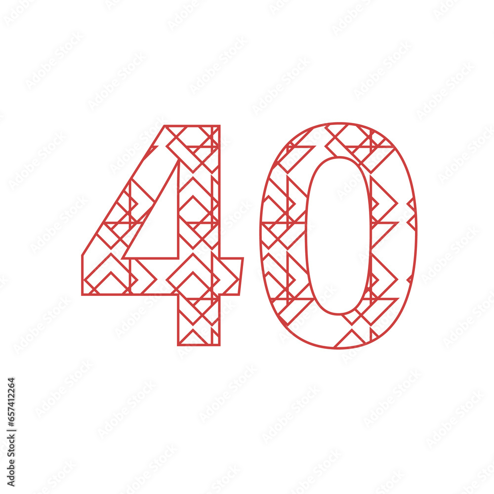Digital png illustration of red 40 number with pattern on transparent ...