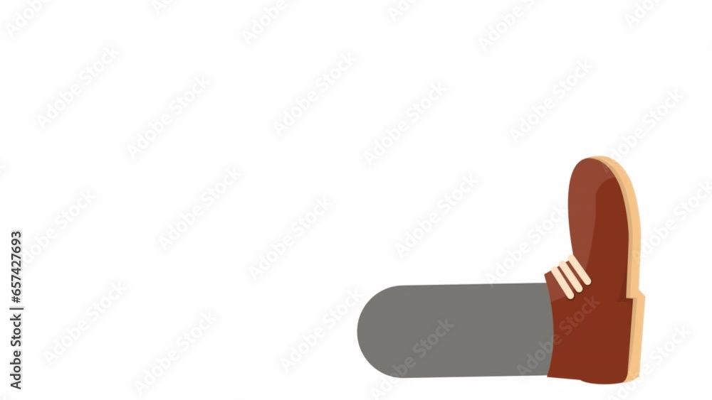 Slip on a banana peel. Animation of a foot in a shoe steps on a banana ...