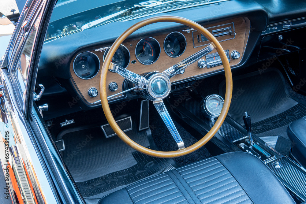 Snohomish, WA, USA - 25 September 2022. Interior of 1966 Pontiac GTO ...