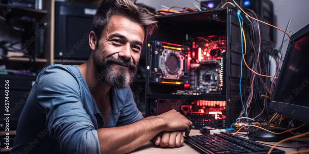 The Many Layers of a Computer Specialist: Portrait Capture Stock Photo ...