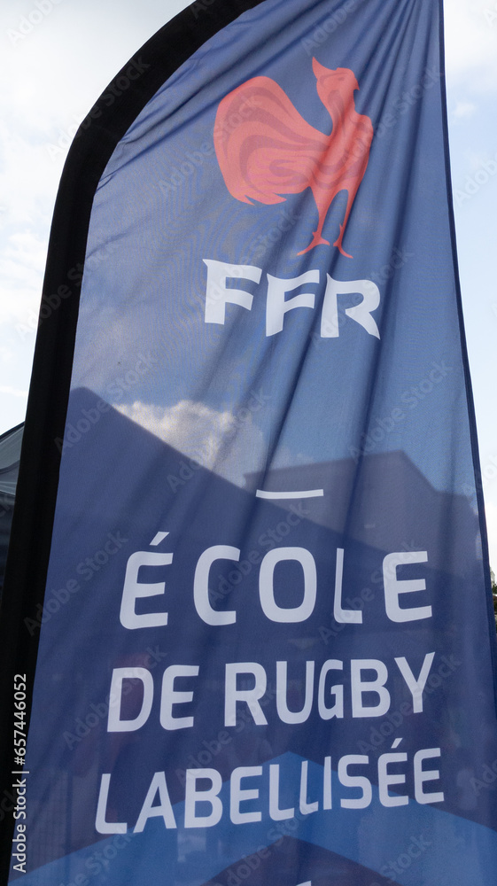 ffr ecole de rugby labelisee text sign and logo brand on official flag ...