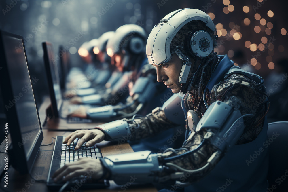 artificial intelligence professionals working on computers Stock Photo ...