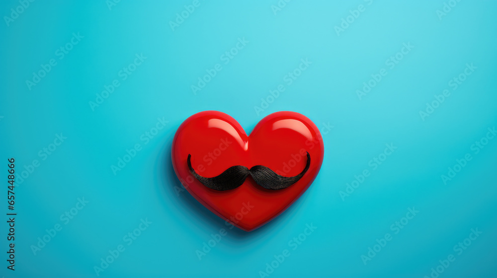 Red heart with mustache on it. Perfect for expressing love and ...