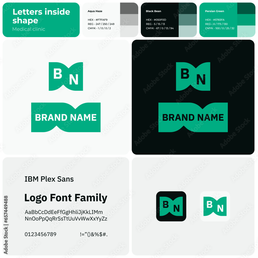 2D medical clinic logo with brand name. Brand name icon. Design element ...