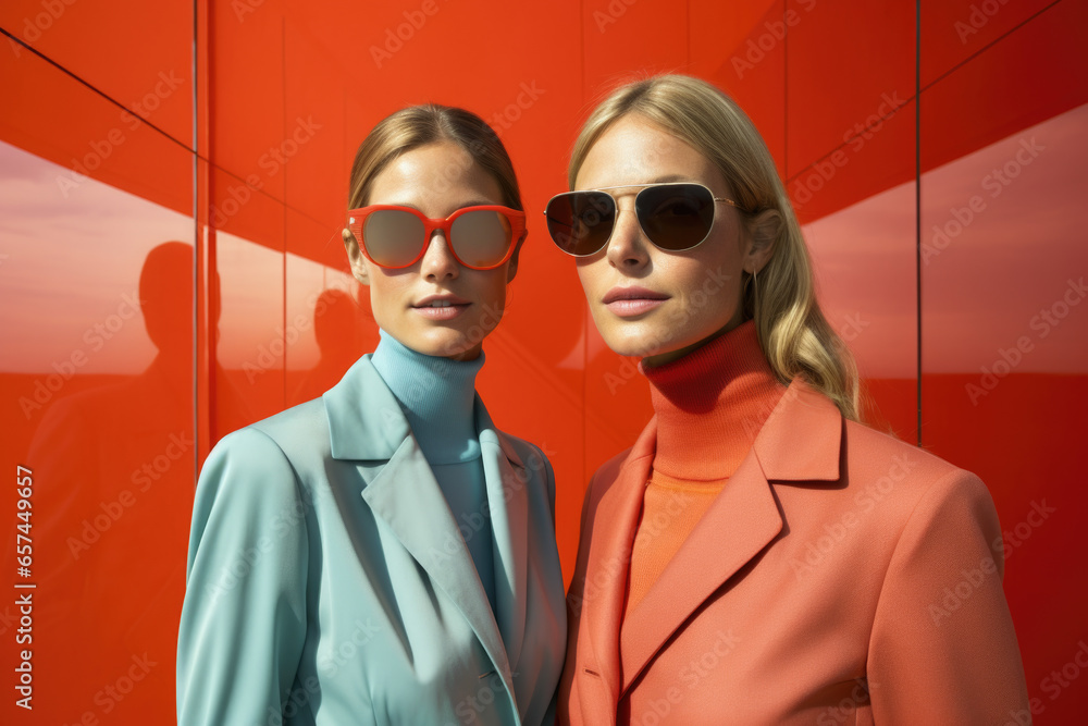 Picture of two women standing side by side. This image can be used to ...