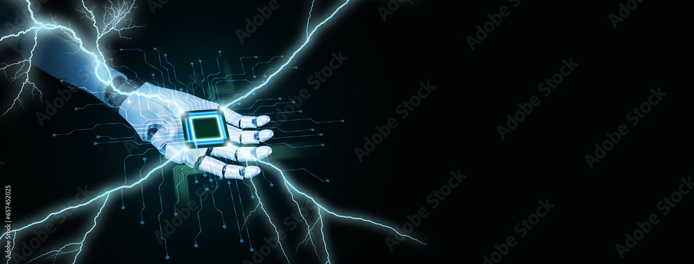 Computing power technology and performance concept. Super powerful CPU ...