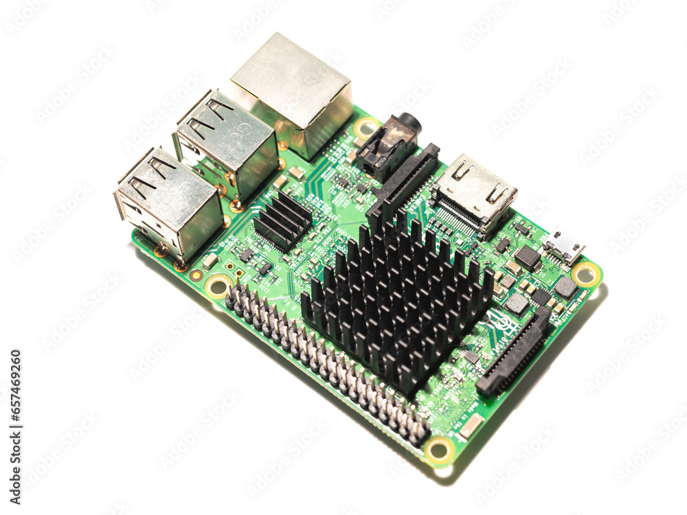 a Raspberry Pi 3 Model B board, isolated on white background. Is a ...