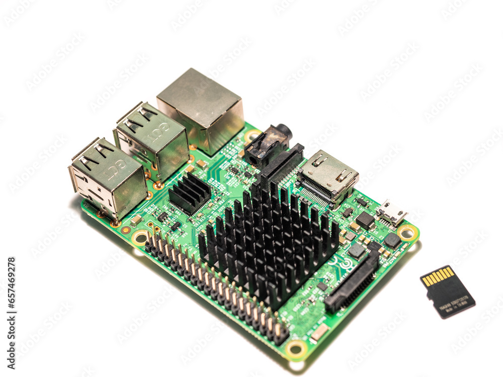 a Raspberry Pi 3 Model B board, isolated on white background. Is a ...