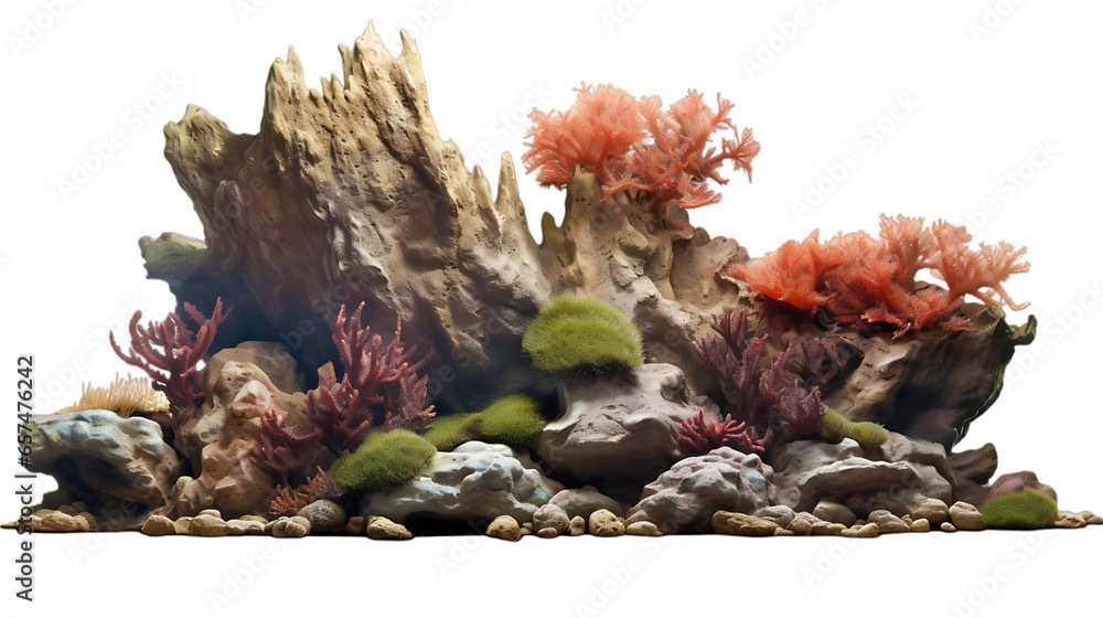 Heavy Reef Rock Landscape 3D Illustration. Isolated on white background ...
