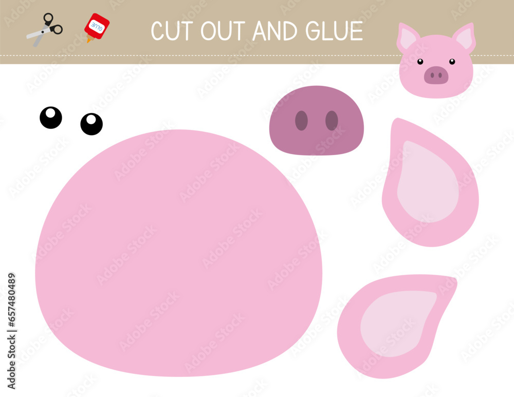 Vetor de Cut and glue activity for kids. Scissor skills worksheet ...
