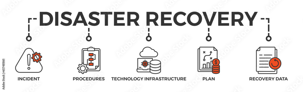 Disaster recovery banner web icon vector illustration concept for ...