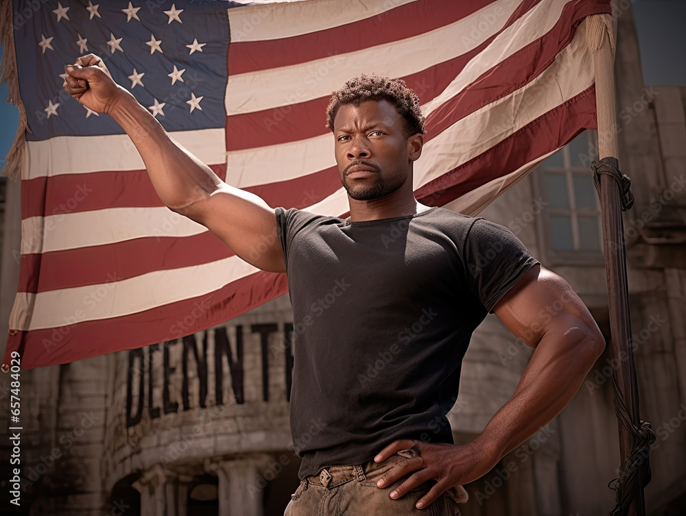 An inspirational portrait of an empowered African American person ...