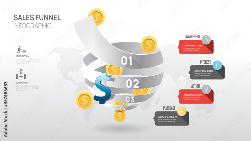 Infographic Sales funnel diagram template for business. Modern Timeline ...
