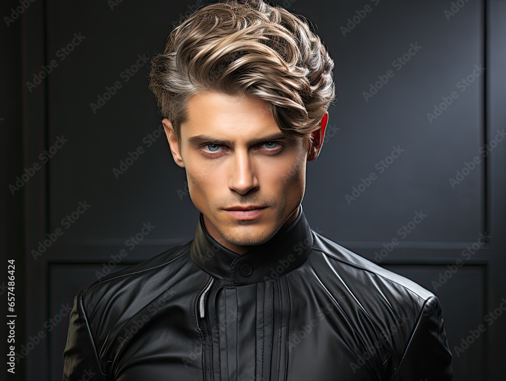 Captured in a photo, a male model and pop star displays a perfect ...