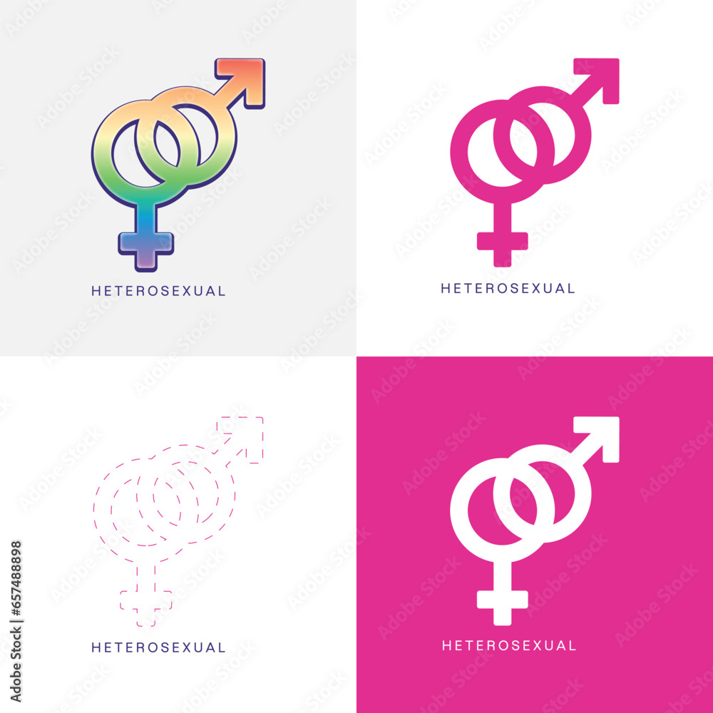 Gender symbols signs vector illustration outline icons in full vector ...