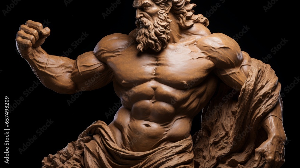 Sculpture of Hercules a brutal, muscular male, with a beard, the Greek ...