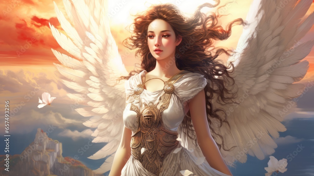 Painting of a beautiful woman, the Greek goddess Aphrodite. Olympian ...
