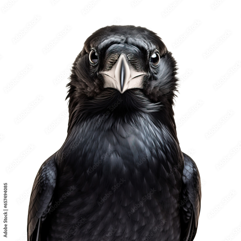 crow face shot, isolated on transparent background cutout Stock Photo ...
