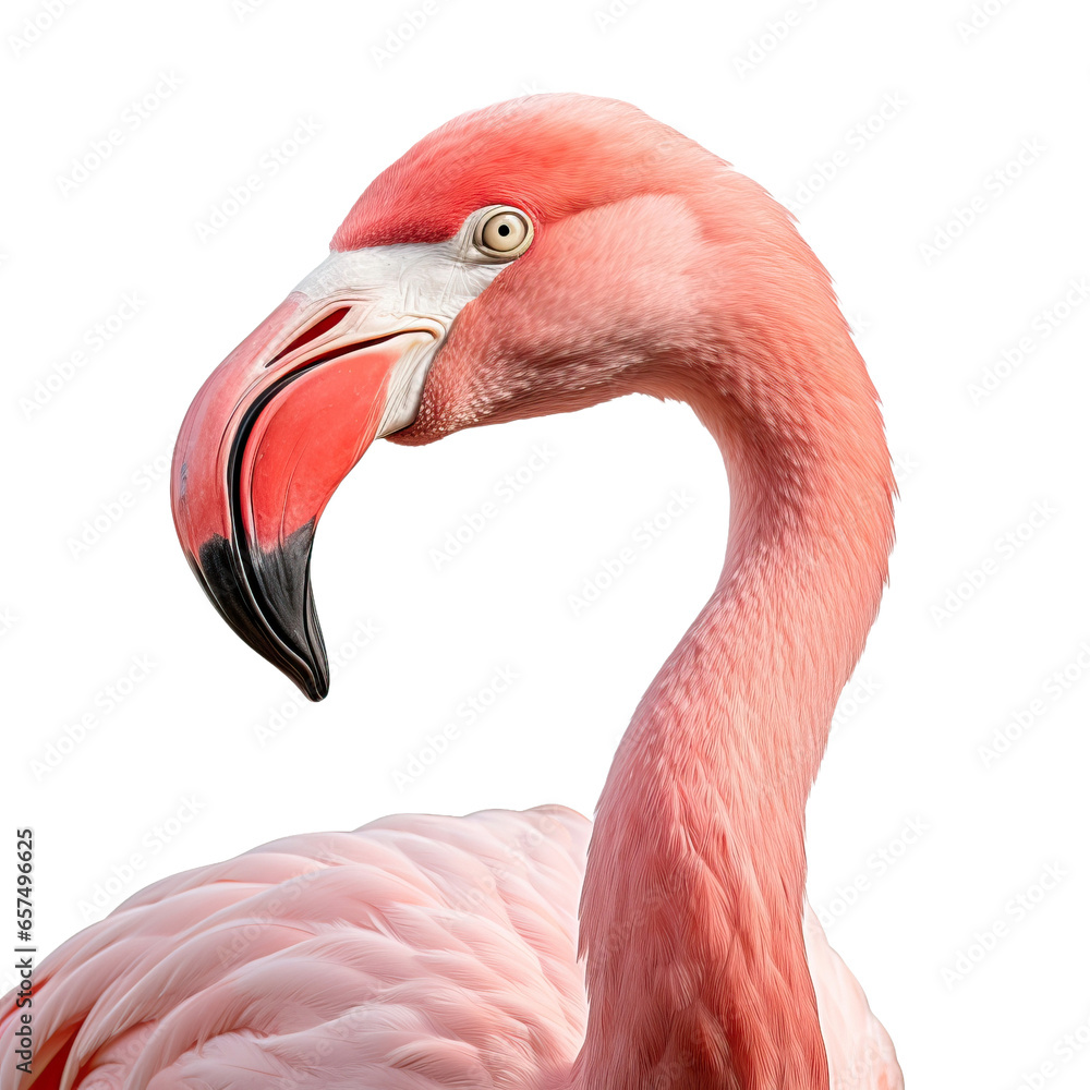 flamingo face shot, isolated on transparent background cutout Stock ...