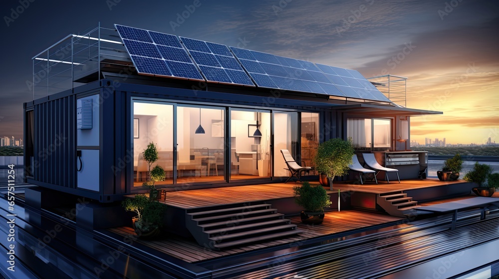container modular and portable house with solar panels. self-sufficient ...