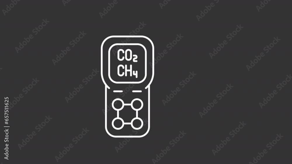 White simple thin line animation of gas detector, HD video with ...
