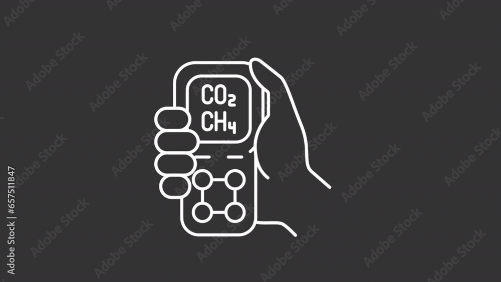 White simple thin line animation of hand holding gas detector, HD video ...