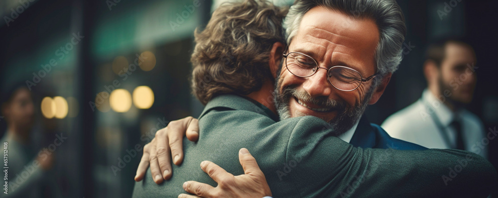 Grateful Businessman Expresses Appreciation with a Thankful Hug for ...