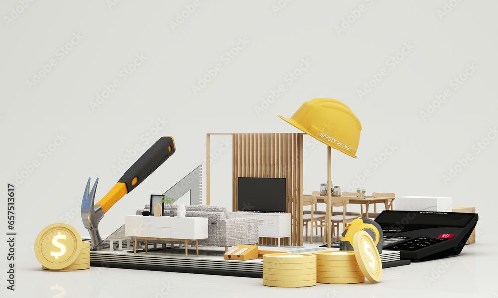 interior design concept of the contractor and construction cost ...