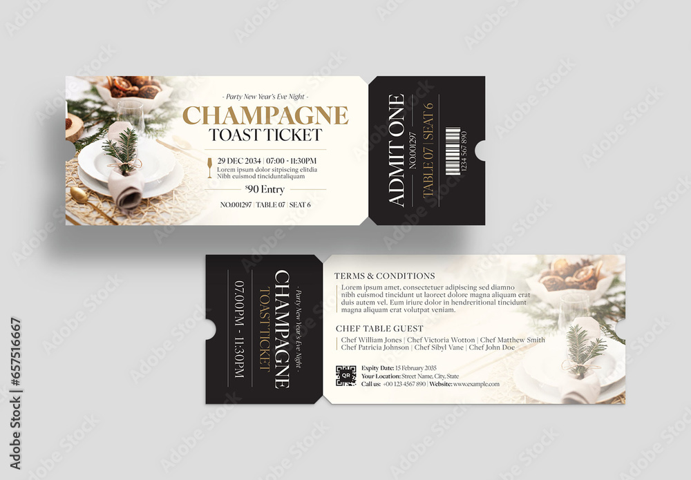 NYE Dinner Ticket Layout Stock Template | Adobe Stock